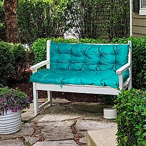 kgitpve Porch Swing Cushions, 2-3 Seater Waterproof Bench Cushion, Outdoor Swing Cushions with Ties, for Outdoor Patio Garden Furniture(42"x40"x5", Dark Green)