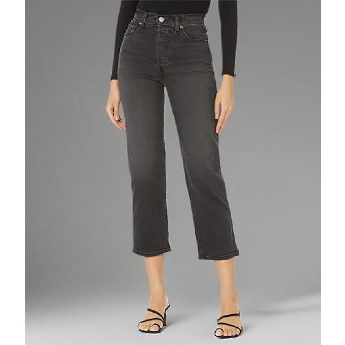 Levi's Women's Ribcage Straight Ankle Jeans, (New) Black Rinse, 30