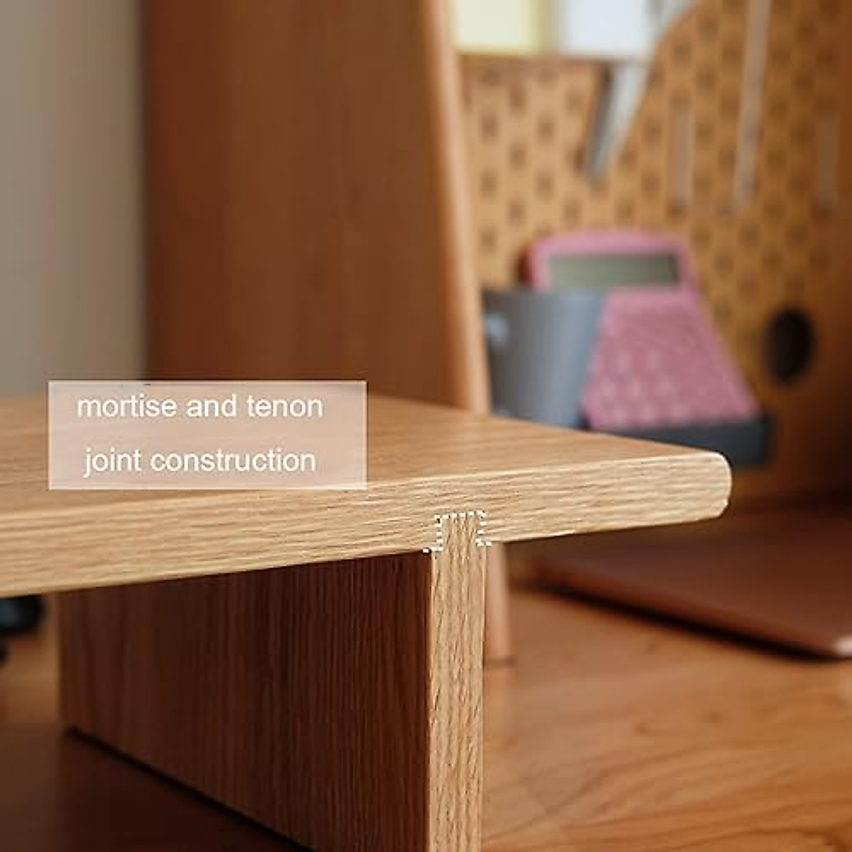 NOODCO Large Solid Wood Monitor Stand Riser Ergonomic Modern Long Computer Monitor Shelf Heavy Duty Oak Desktop Riser Desk Laptop Stand Printer Stand Organization Home Office (Size : 80cm)