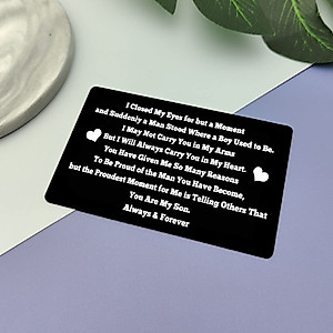 Son Metal Wallet Insert Card Son Gift from Mom to My Son Inspirational Card Son Birthday Gift Encouragement Gift Engraved Wallet Card Inserts Thanksgiving Day Christmas Wedding Gift Mom to Son Gift
