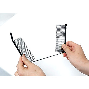 GETAGOTA 2 Pieces Banana Clips Comb Hair for Thick Hair for Women Adjustable Stretch Ponytail Holder Accessory Double Combs Thick Curly Heavy Hair Grip Styling Maker Tool Clip Clincher for Girls and Womens (black_2p)