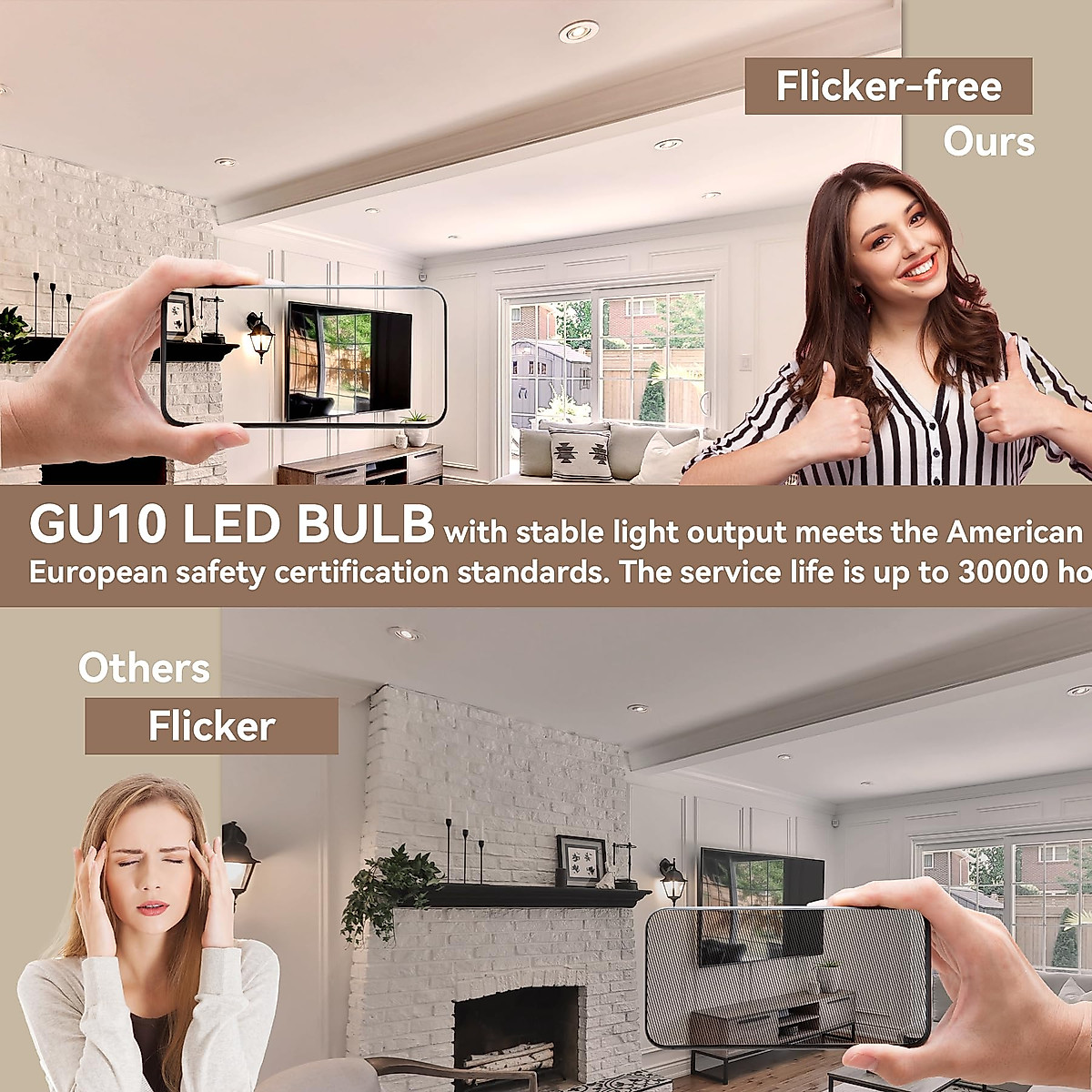 comzler GU10 LED Bulb Dimmable, 50W Halogen Equivalent GU10, 4000K Natural Daylight, GU10 Bulb Replacement for Track Lighting, MR16 GU10 Light Bulb LED 4W，120°Beam Angle 400LM 120V ETL Listed 6 Pack