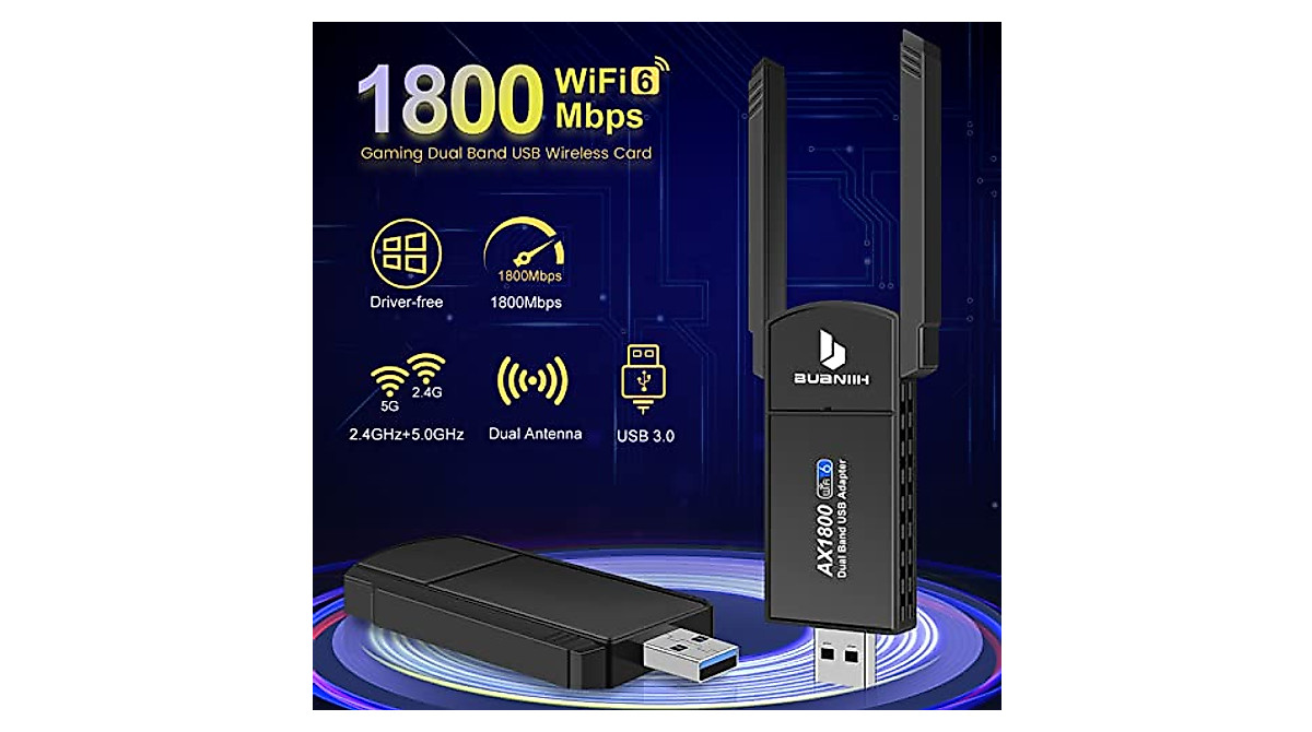Upgrade to WiFi 6! 1800Mbps Dual Band USB PC Adapter