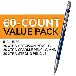 BIC Variety Pack, Assorted Sizes, 0.5mm, 0.7mm, 0.9mm, 60-Count, Refillable Design for Long-Lasting Use