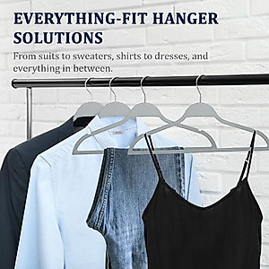 Heavy Duty Plastic Hangers, 50 Pack Rubber Coating Non Slip Coat Hangers with Shoulder Grooves, Suit Hangers with 360° Swivel Hook, Space Saving Organizer for Bedroom Closet, Gray