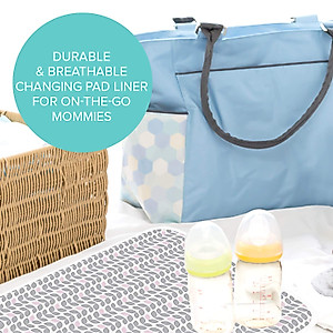 Kushies Deluxe Waterproof Changing Pad Liners - 20 x 30 inches Baby Changing Table Liners - Baby Changing Pads - Diaper Changing Flat Liner Pad Waterproof Portable (Grey Petal)