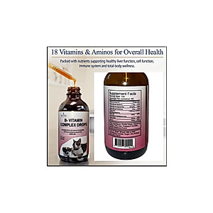 Liquid Vitamin B-12 Complex Drops for Dogs and Cats - Nutritionally Balanced Vet Formulated - Energy, Appetite, Mood - Recovery - Helps Cognition and Brain, Joints, Skin, Digestion