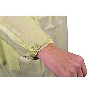 Disposable Protective Isolation Gown with Elastic Cuff,Latex Free,Non-Woven, Fluid Resistant,ONE Size FITS All,(Pack of 10) Yellow
