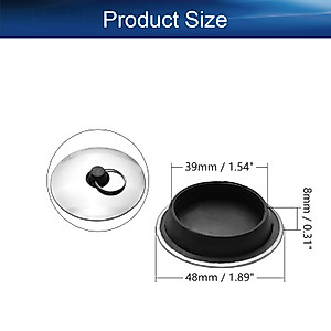 Yinpecly 1pcs Small Sink Drain Stopper Kitchen Sink Plug Stainless Steel Medium 1.88 inch Diameter Black Silver Stopper with Hanging Ring for Bathtub and Bathroom Kitchen Sink Tools
