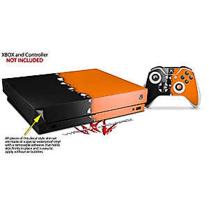 WraptorSkinz Decal Vinyl Skin Wrap Compatible with Xbox One X Console and Controller - Ripped Colors Black Orange