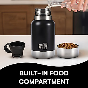 Black Rhino 32oz Multi-Functional Dog Water Bottle & Detachable Bowls - Black | Portable Travel Hydration Solution for Hiking, Camping, Outdoors | Leakproof, Durable & Convenient for Pet Owners