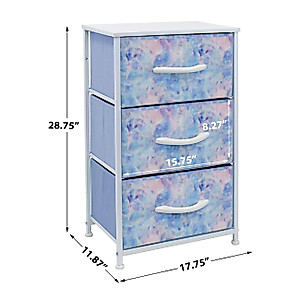 Sorbus Kids Dresser with 12 Drawers and 3 Drawer Nightstand Bundle - Matching Furniture Set - Storage Unit Organizer Chests for Clothing - Bedroom, Kids Rooms, Nursery, & Closet (Tie Dye)