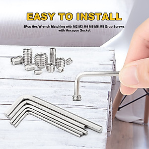 TOTFSTNR 230Pcs 304 Stainless Steel Socket Set Screws Assortment Kit, M3 M4 M5 M6 M8 Grub Screws with Hexagon Socket, Hex Allen Head Screw Set Kit for Door Handles, Light Fixture (Metric)