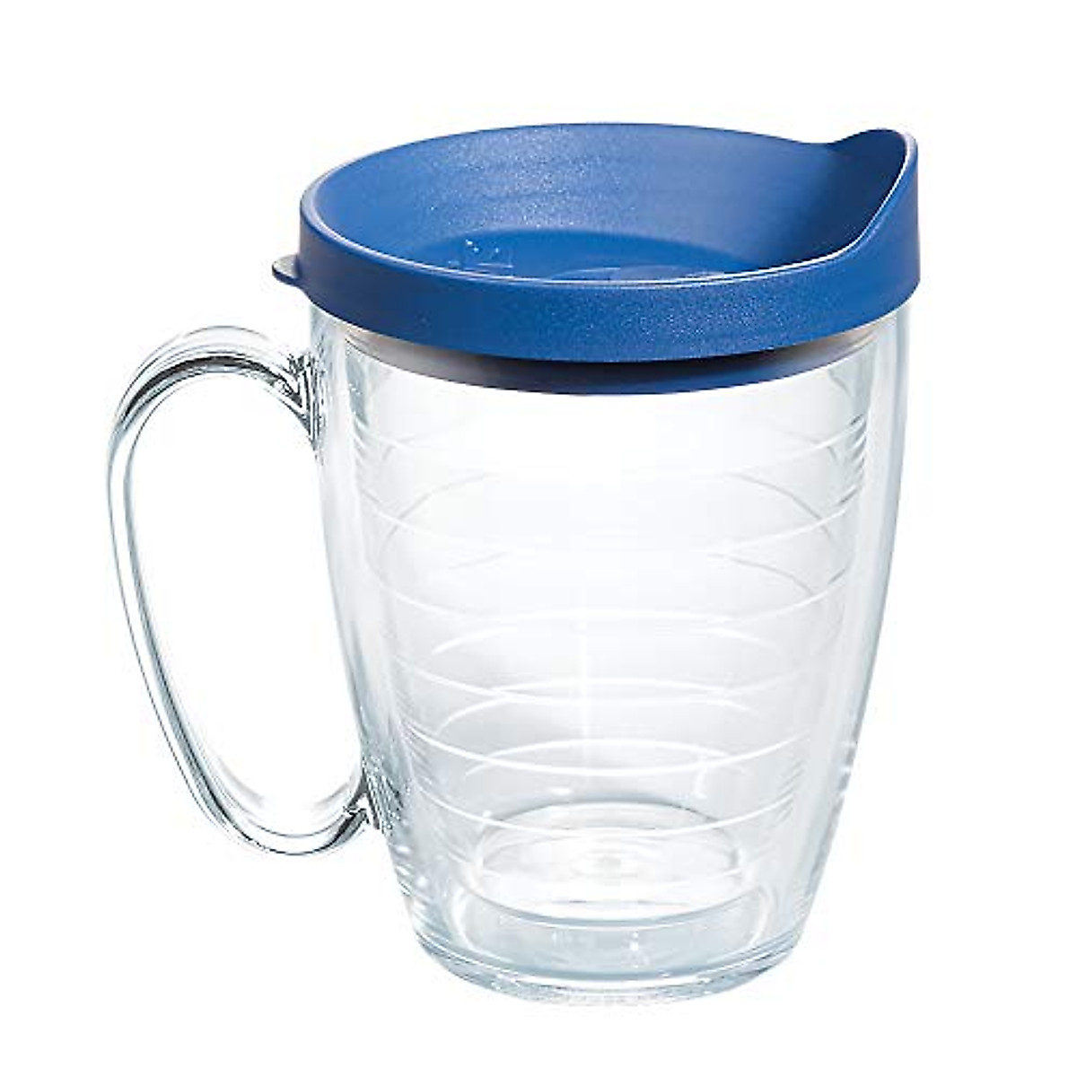 Tervis Clear & Colorful Lidded Made in USA Double Walled Insulated Tumbler Travel Cup Keeps Drinks Cold & Hot, 16oz Mug, Blue Lid