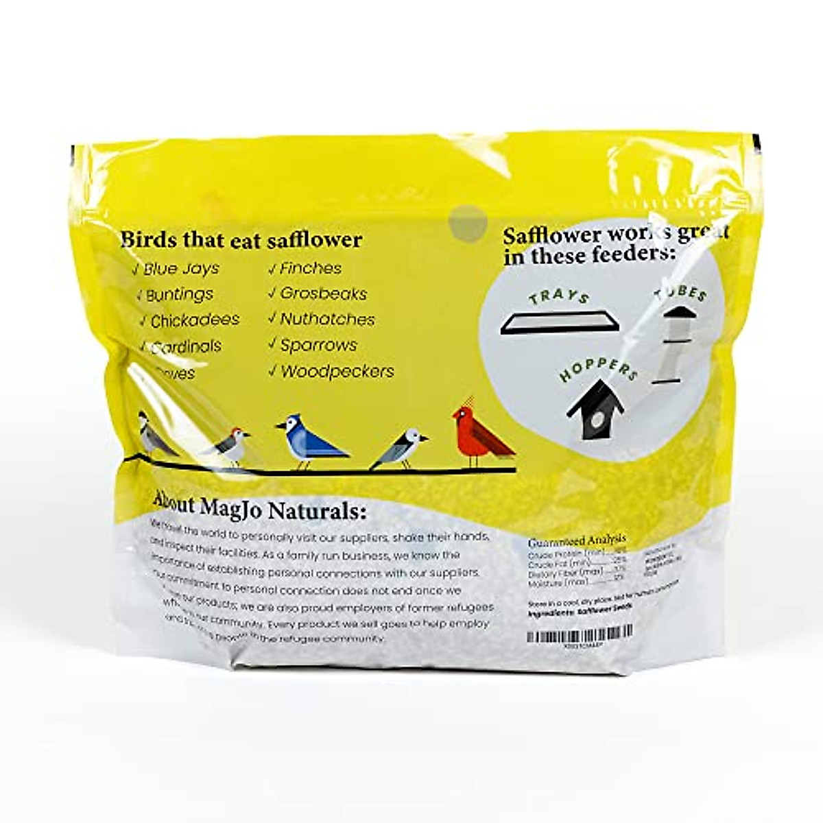 MagJo Naturals Safflower Seeds for Wild Birds (8 lbs) Whole Seeds, USA Farm Direct, Wild Bird Food, Safflower Seed, Safflower Bird Seed, Bird Seed for Weddings