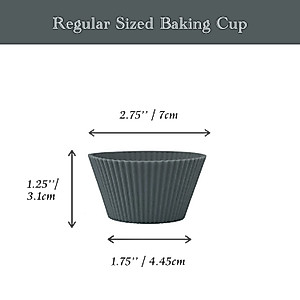 Jisiloe Silicone Baking Cups Cupcake Liners, Pack of 12 Reusable Non-Stick Muffin Liners For Baking Cupcake Holder Mold (Dark Green)