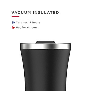 Zoku 12oz Powder Coated Tumbler, Black | Premium Stainless Steel and Vacuum Insulated | Special Rotating Lid Designed for Sipping and Straw Use