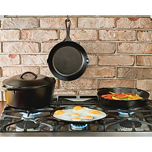 Lodge Cast Iron Skillet with Red Silicone Hot Handle Holder, 12-inch