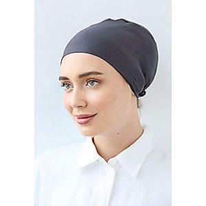 ESERRA Women Under Scarf Hat Hijab Cap Islamic Hijab Undercap Hijab Bonnet Cap Muslim Inner Beanies Hat Underscarf Turban (Black White Brown Gray)