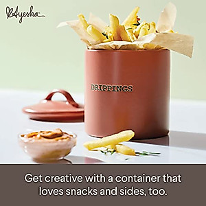 Ayesha Curry Kitchenware Ceramics Bacon Grease Jar/Container, 21 Ounce, Redwood