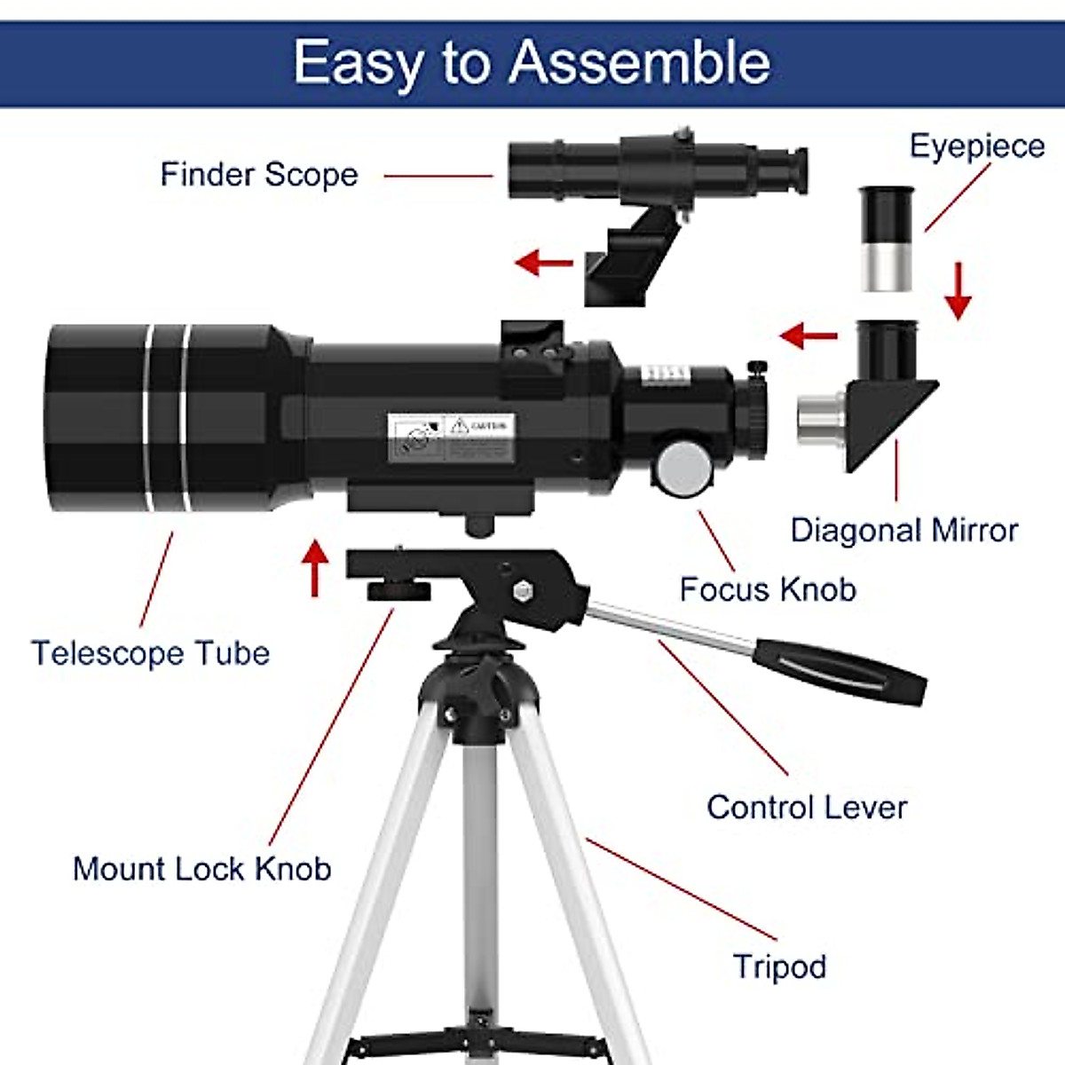 KIOSESI Telescope for Adults & Kids, 70mm Aperture 400mm Refractor Telescope (20X-200X) for Astronomy Beginners, Portable Telescope with Phone Adapter & Wireless Remote, Astronomy Gifts for Kids