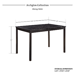 Lexicon Archglen Metal Dining Table with Faux Marble Top, Black