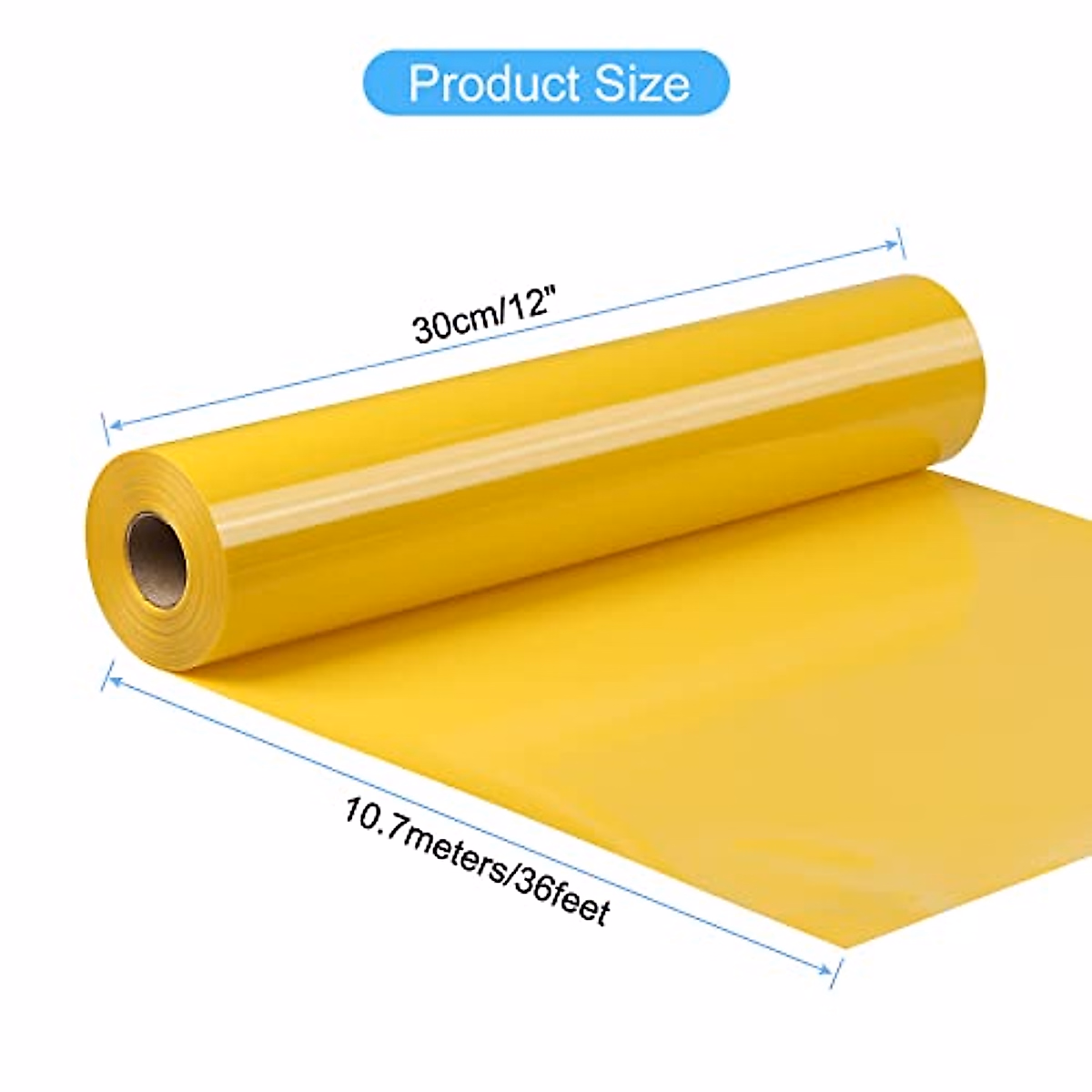 MECCANIXITY Heat Transfer Vinyl Rolls, 12" x 35 Feet HTV Vinyl, Yellow HTV Vinyl Iron on Vinyl Heat Vinyl Design for Shirts, Pillows, Hand Bags, Hats