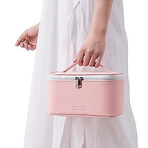 Meiyuuo Makeup Bag Cosmetic Bags Small for Women Ladies Zipper Pouch Makeup Organizer Waterproof Cute (Light Pink)