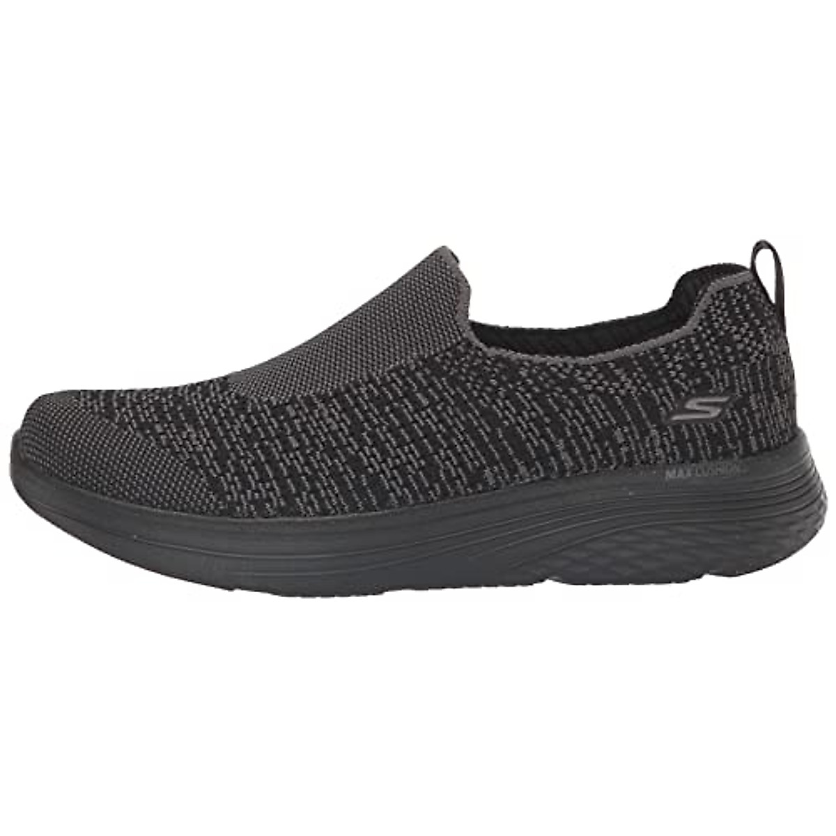 Skechers Women's MAX Cushioning LITE-Knit Slip ON Sneaker, Black/Gray, 6.5