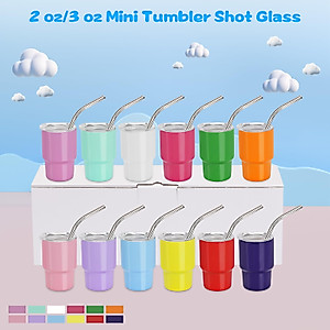 Yizhet 6 Pcs 2 oz Mini Tumbler Shot Glass with Straw and Lid, Sublimation Mini Shot Glass Tumblers, Stainless Steel Shot Glasses Set for Wedding Party Cocktail Coffee Whiskey (6 Colors)