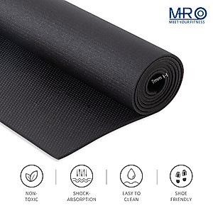 Extra Large Exercise Mat 9' x 6' x 7mm, High-Density Workout Mats for Home Gym Flooring, Non-Slip, Extra Thick Durable Cardio Mat, Ideal for Plyo, MMA, Jump Rope - Shoe Friendly Black