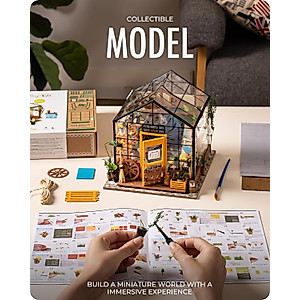 Rolife DIY Miniature House Kit Greenhouse, Tiny for Adults to Build, Mini House Making Kit with Furnitures, Halloween/Christmas Decorations/Gifts for Family and Friends (Cathy's Greenhouse)
