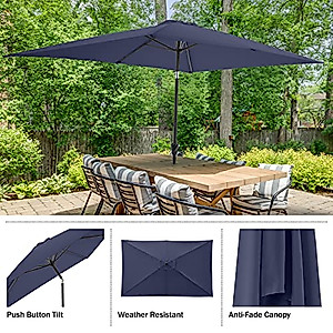 Pure Garden 50-LG1276 Rectangular Patio Umbrella Color, Navy Blue
