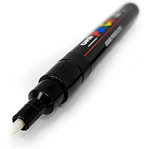 Posca - Ultra Fine to Fine Paint Marker Pens Set - PC-1MR, PC-1M, PC-3M - White Ink - Pack of 3