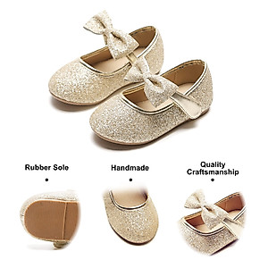 Felix & Flora Girls Mary Jane Flat Dress Shoe for Toddler Little Kid Party School (8 Toddler,Gold)