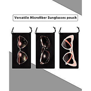 Flutesan 40 Pack Microfiber Case Pouch Bag Glasses Sunglasses Case with 2 Pieces Cleaning Cloth (Black)