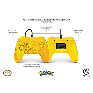 PowerA Wired Controller for Nintendo Switch - Pokémon: Pikachu Static, Gamepad, Game controller, Wired controller, Officially licensed