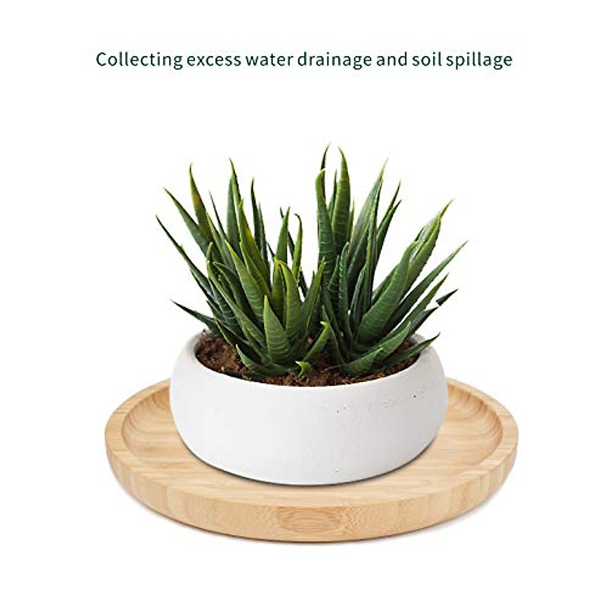 ANOTION Bamboo Plant Saucer, Suitable for 6-8 inch Plant Pots, 2 Packs Plant Pot Saucers Durable Bamboo Plant Tray for Indoors(20cm)
