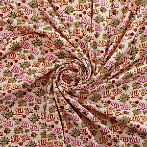 Lil Sis Retro Floral DBP Fabric - Double Brushed Polyester 4 Way Stretch - 1/2 yard