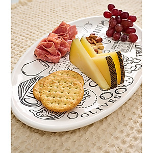 Mud Pie Charcuterie Platter Set, White, 8.5" x 14"