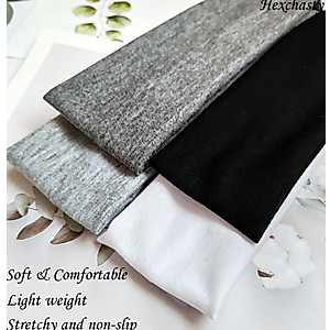 Hexchasty Women's Headbands for Yoga and Running - Soft, Stretchy, Cotton Fabric Headbands - Cute Hair Bands for Women in White, Black - Sweat Headbands for Sports