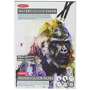 Derwent Watercolor Paper Pad, A4, 8.27 x 11.69 Inches Sheet Size, 12 Sheets (2301970) White