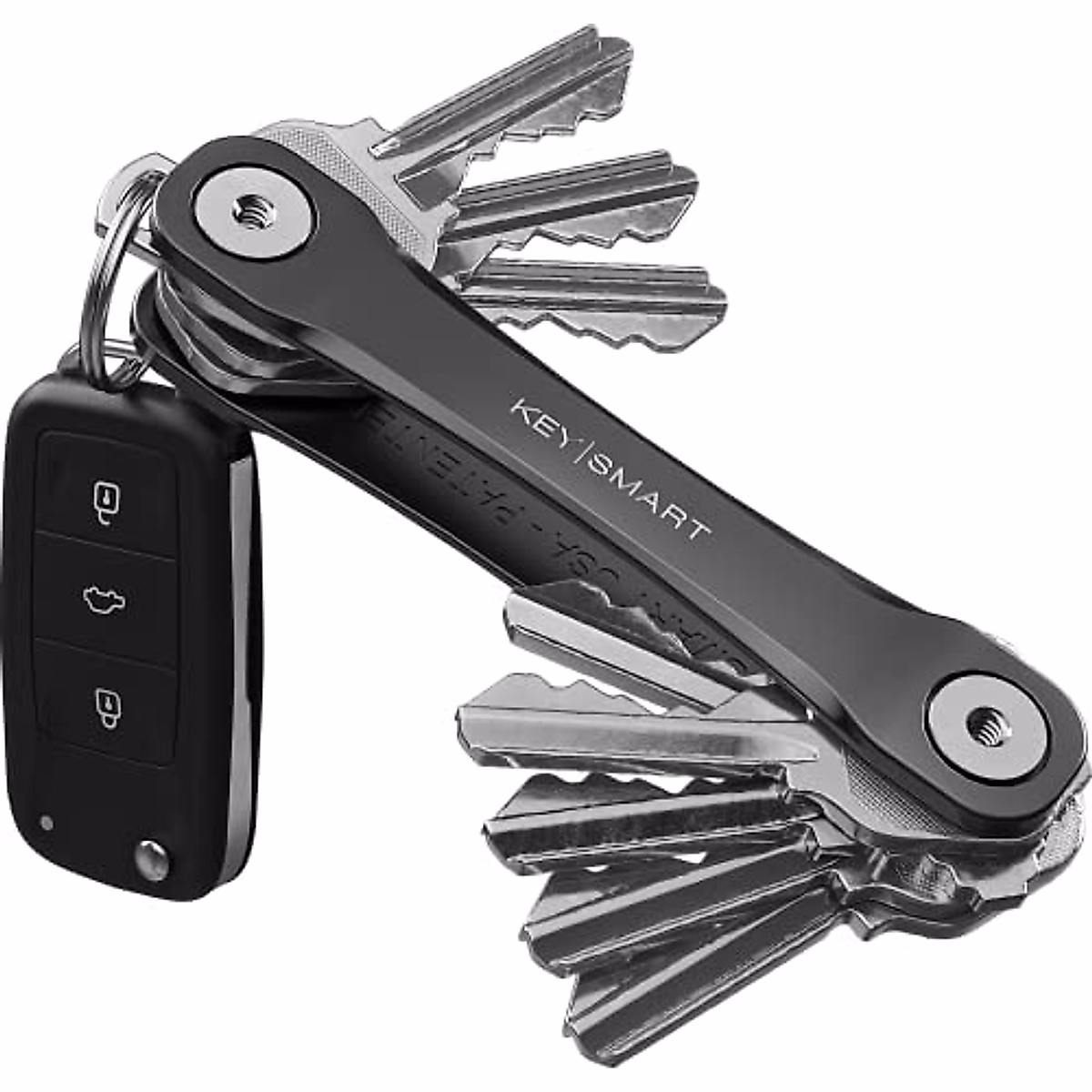 KeySmart Flex - Compact Key Holder and Keychain Organizer (up to 8 Keys, Black)