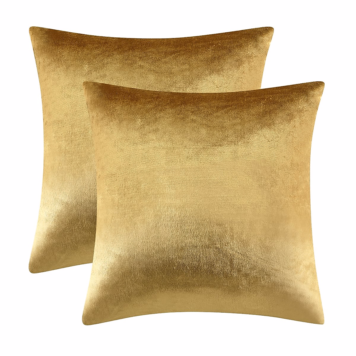 GIGIZAZA Gold Velvet Decorative 20x20 Throw Pillow Covers for Sofa Bed 2 Pack Soft Cushion Cover