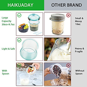 Overnight Oats Containers with Lids Set of 2,20OZ Overnight Oats Jars,Leakproof Food Storage Containers for Oatmeal,Yogurt with Spoon,Cereal Milk Breakfast On The Go Cups,Meal Prep Container