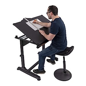 Stand Up Desk Store Adjustable Height and Angle Drafting Table Drawing Desk with Large Surface (Silver Frame/Birch Top, 40" W X 26" D)