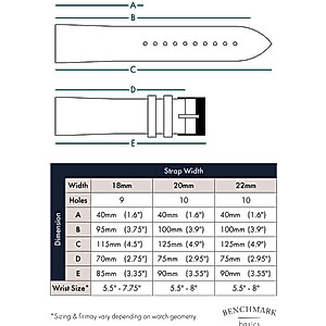 Benchmark Basics Navy Blue 22mm Suede Watch Strap - Vintage Leather Watch Band for Men & Women - Compatible with Regular & Smart Watches