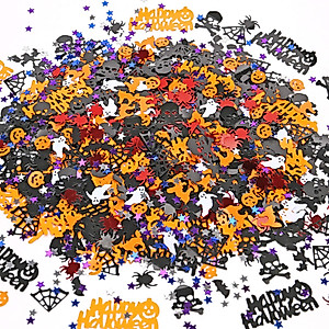 Konsait 2000+pcs Halloween Confetti Table Confetti Table Scatter Pumpkins Spiders Bats Witches Spider Webs Star Cat Ghost Halloween Skull Confetti for Halloween Party Favor Decorations Supplies