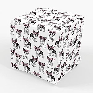 Stesha Party Frenchie Puppy Dog Gift Wrapping Paper - Folded Flat 30 x 20 Inch (3 Sheets)
