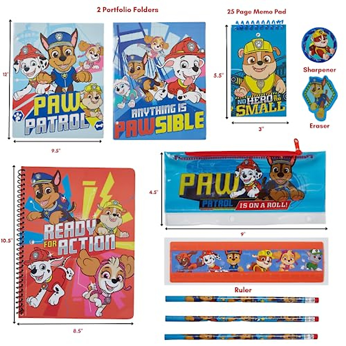 Large Clear Backpack for Kids with School Supplies Set, 16 inch Stadium Approved Transparent Bag, Red and Blue